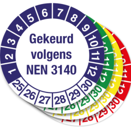 Keuringssticker 'gekeurd volgens nen 3140' bestellen | StickersNow.com