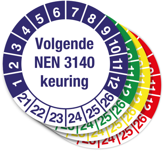 Keuringssticker 'volgende nen 3140 keuring' bestellen | StickersNow.com